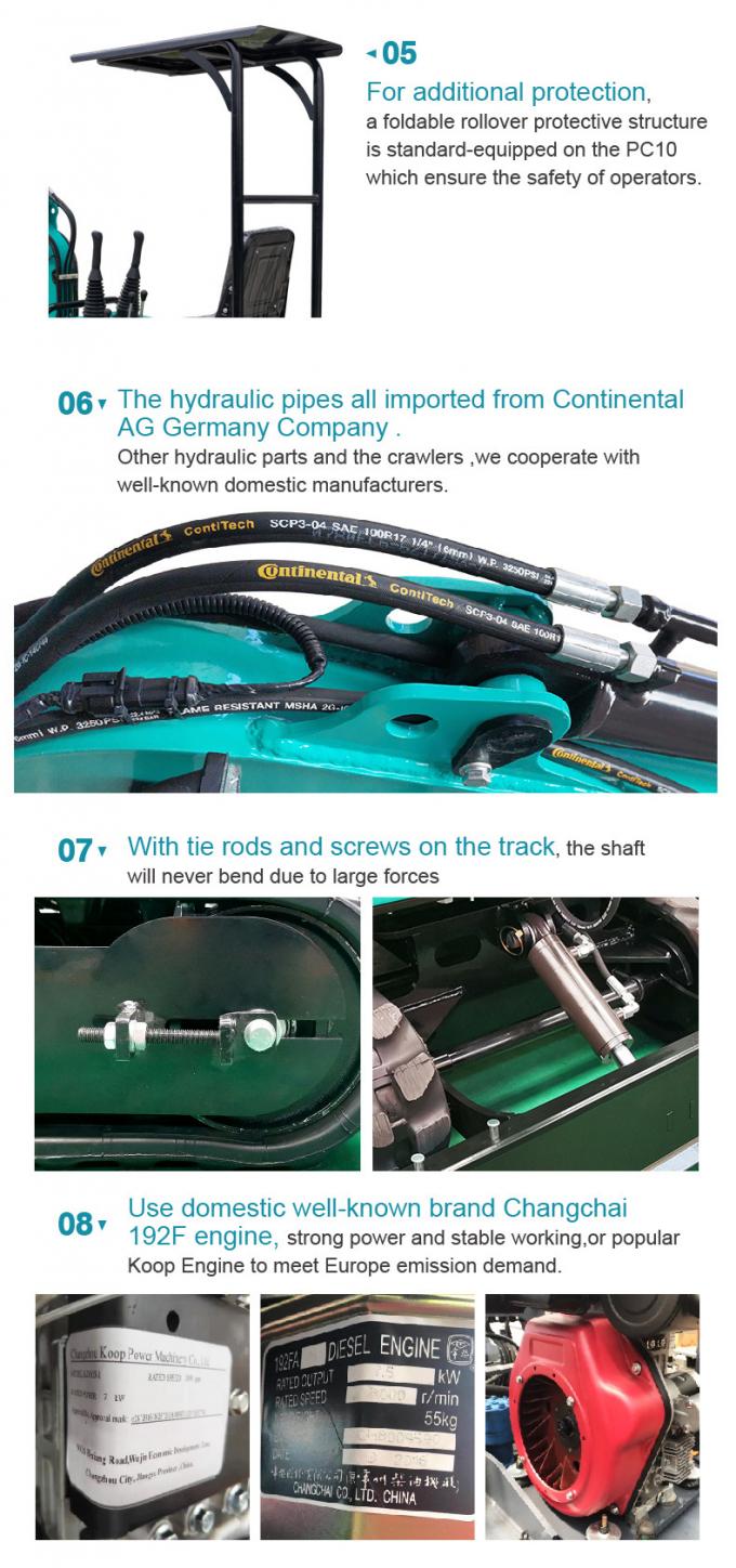 PC10 Euro5 Hightop Mini Excavator Machine With Roll Over Protection ...